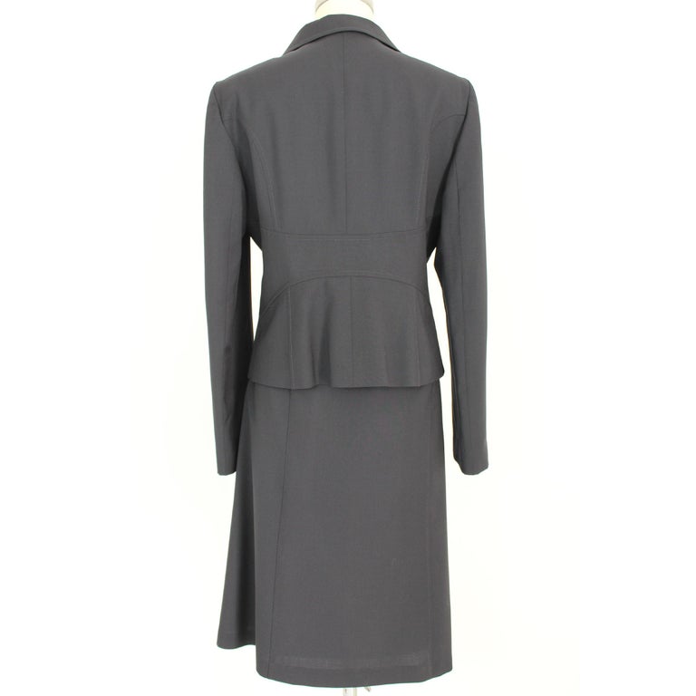 1990s Valentino New Black Wool Evening Skirt Suit Dress at 1stDibs
