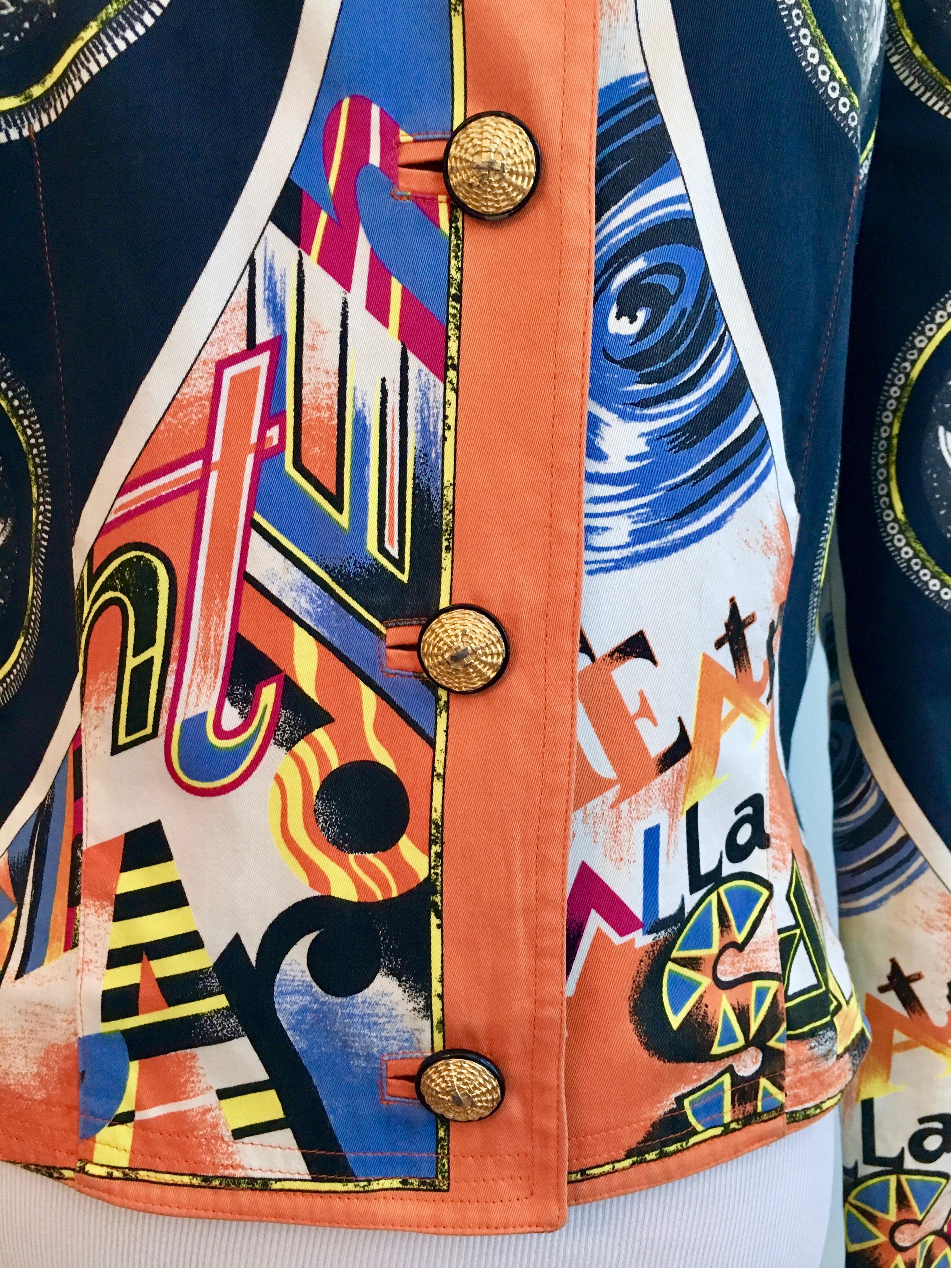 1990s Versace Greek Medallion and Abstract Art Printed Jacket at 1stDibs