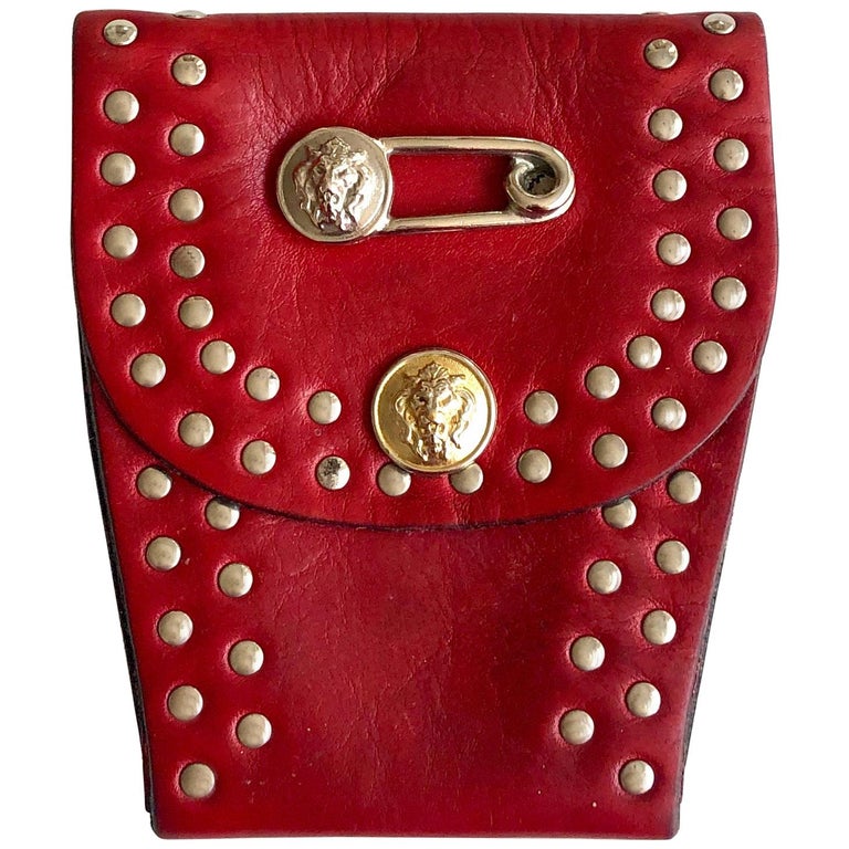 1990s Versus by Versace Medusa Leather Red Belt Stud Purse For Sale at ...