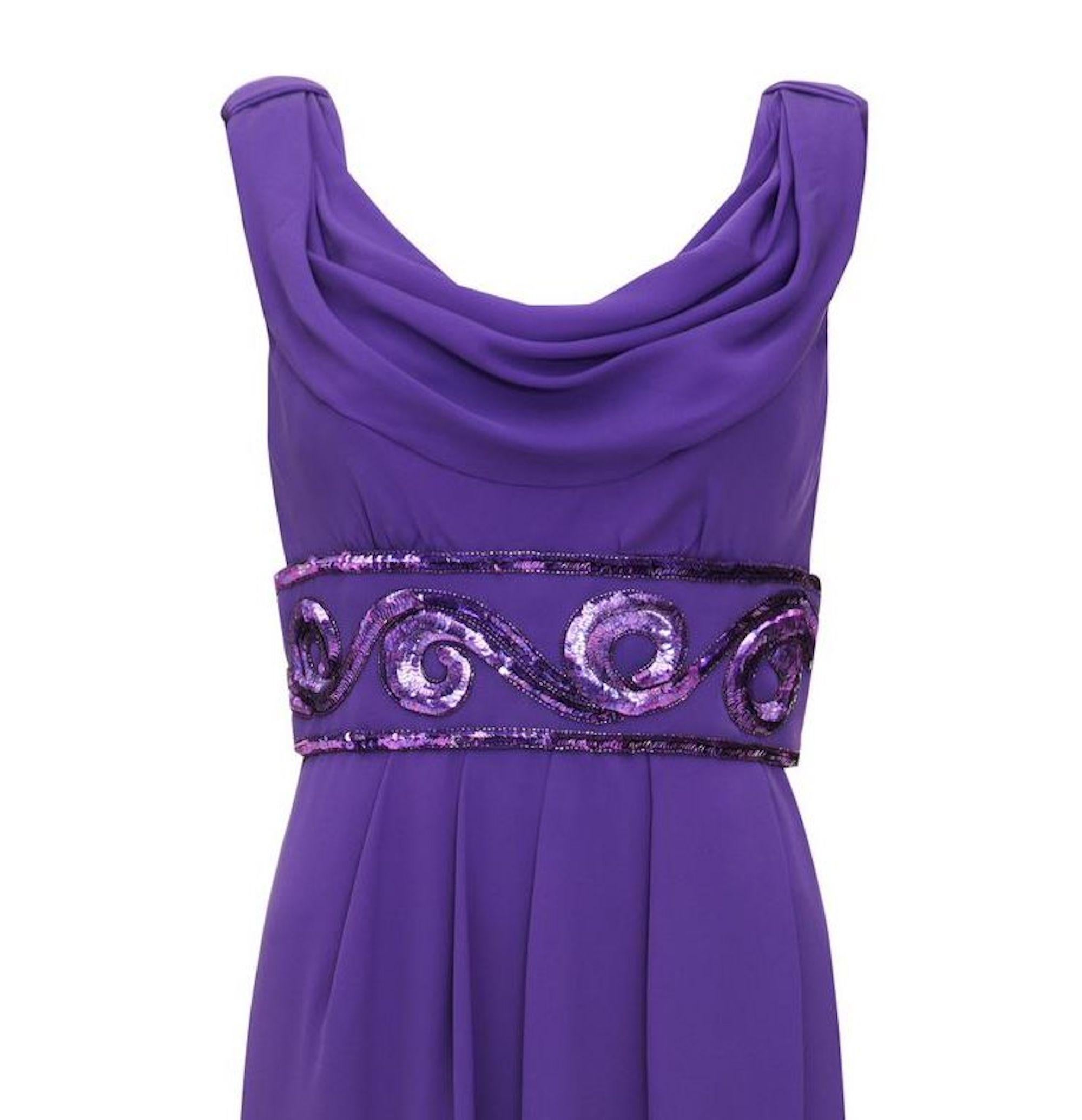 1990s Victor Edelstein Couture Purple Chiffon Dress at 1stDibs | victor ...