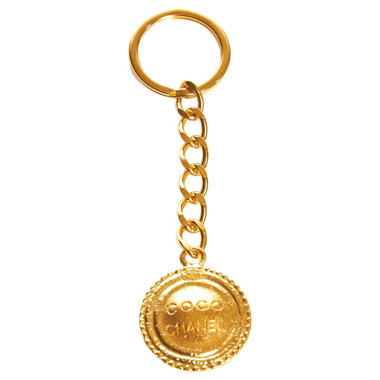 1990's Vintage Chanel Gold Coin Keychain at 1stDibs