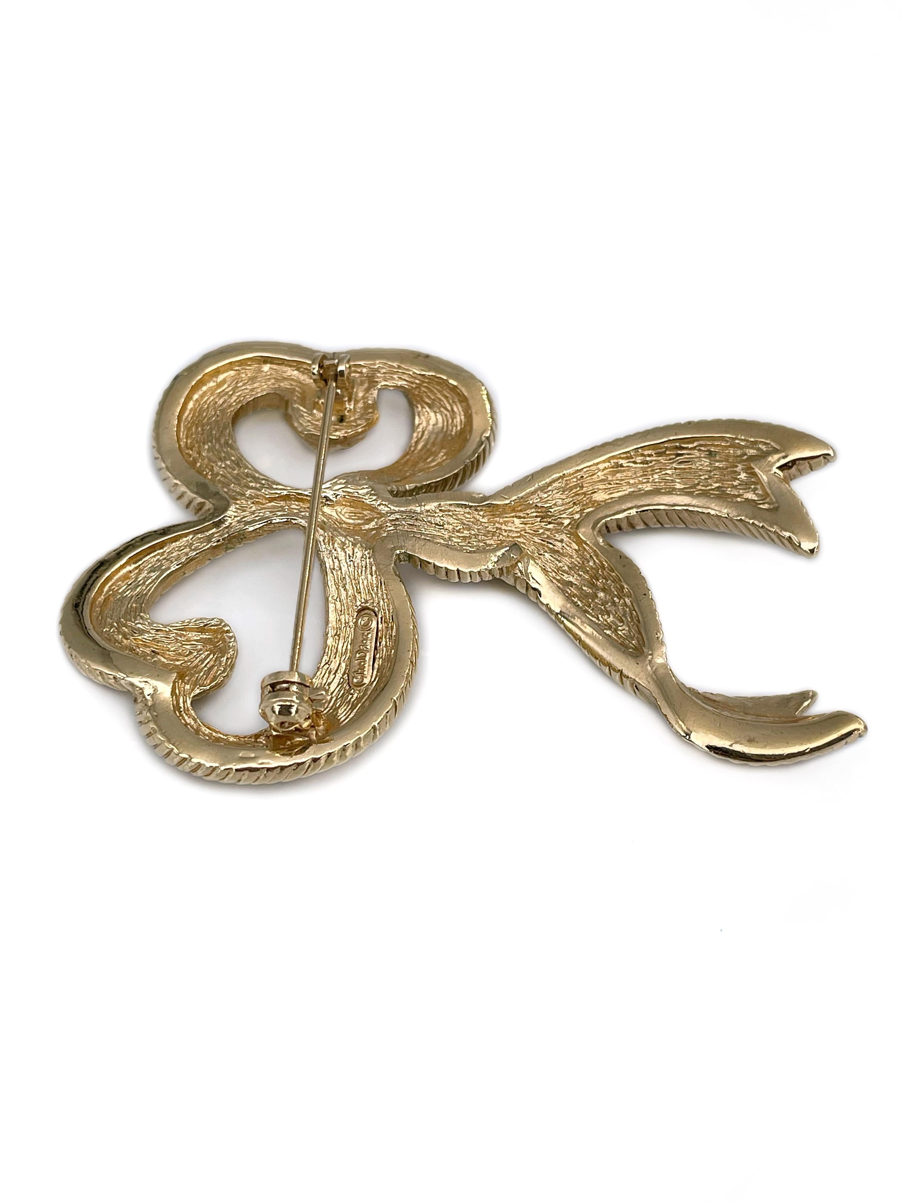 1990s Vintage Christian Dior Gold Tone Bow Pin Brooch at 1stDibs | lis ...