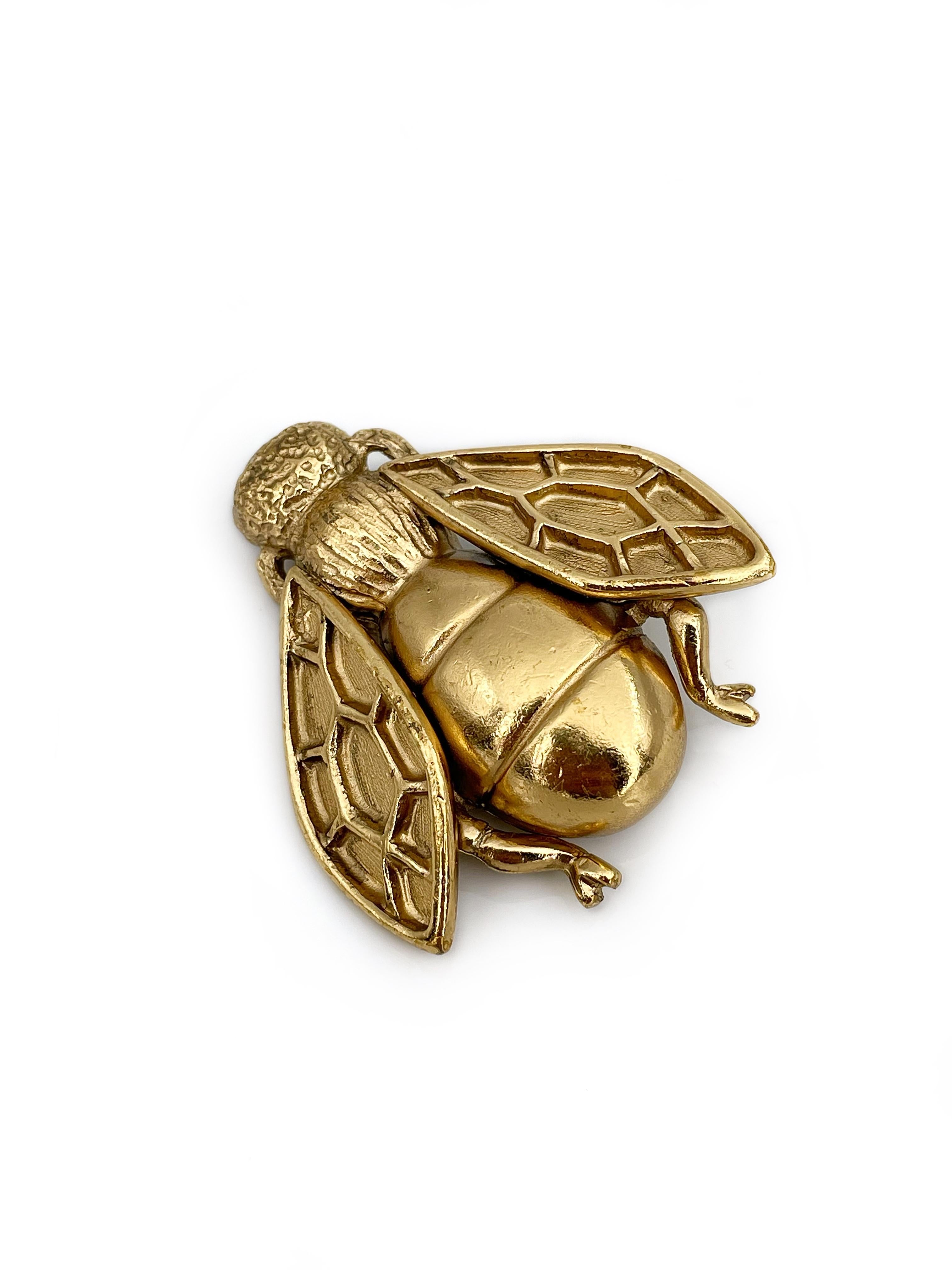1990s Vintage Christian Dior Gold Tone Ladybug Pin Brooch at 1stDibs