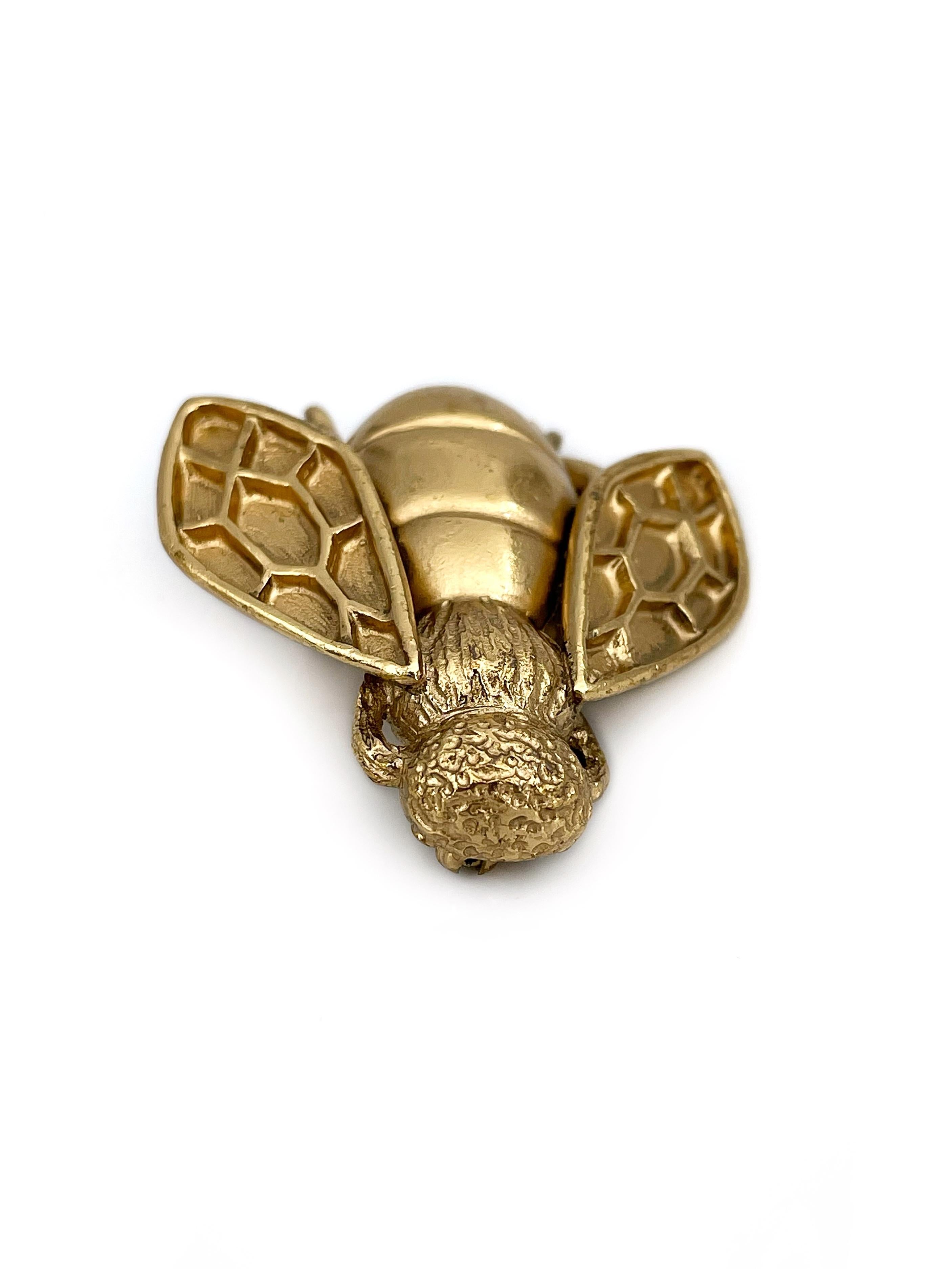 1990s Vintage Christian Dior Gold Tone Ladybug Pin Brooch at 1stDibs