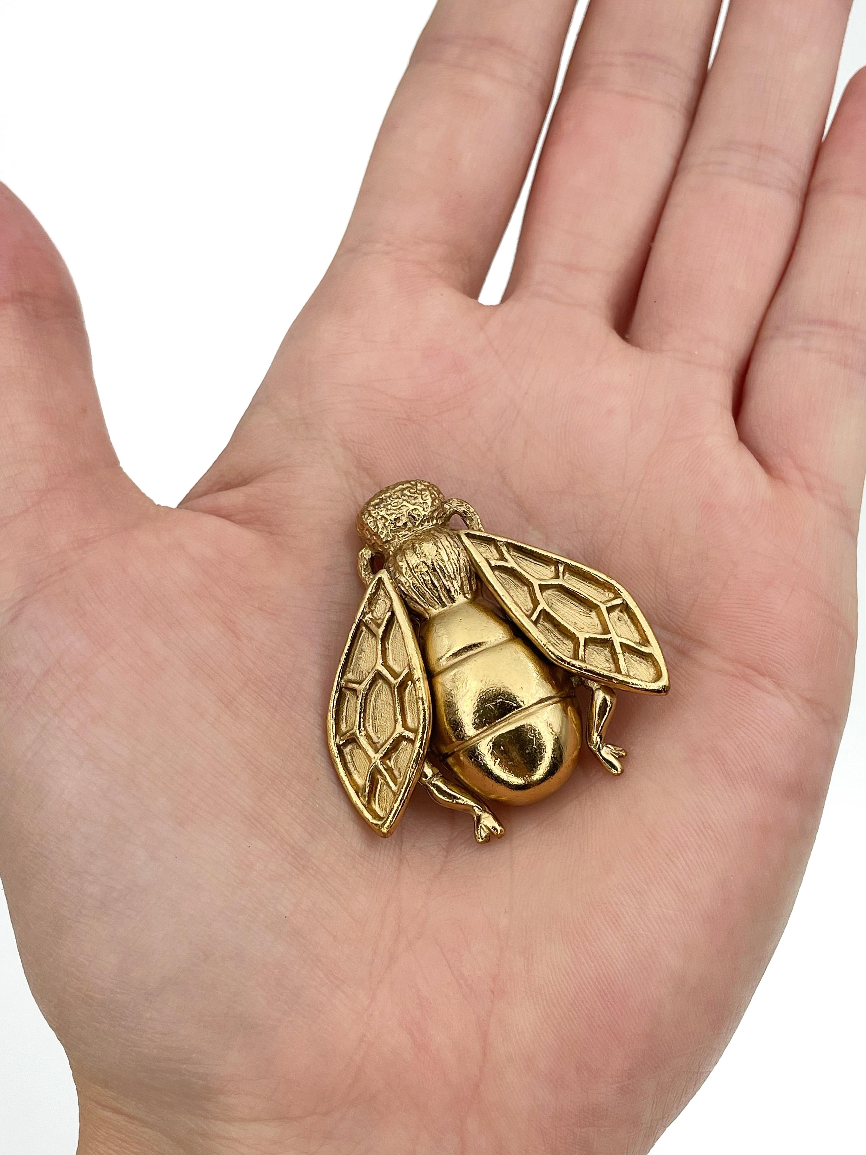 1990s Vintage Christian Dior Gold Tone Ladybug Pin Brooch at 1stDibs