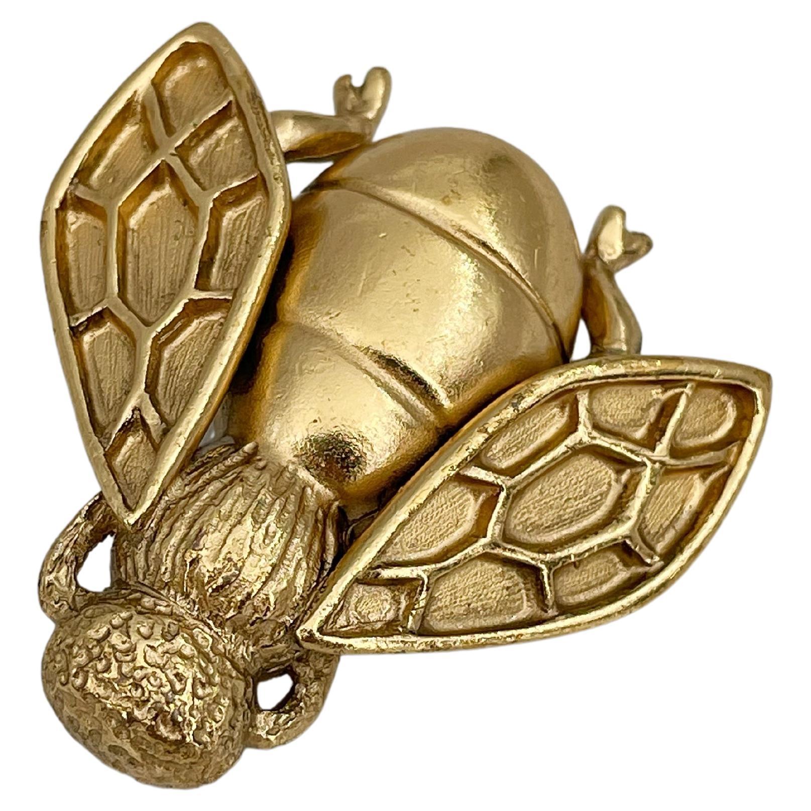 1990s Vintage Christian Dior Gold Tone Ladybug Pin Brooch at 1stDibs