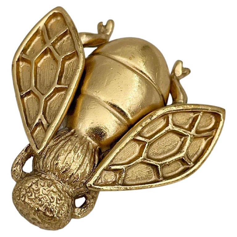 1990s Vintage Christian Dior Gold Tone Ladybug Pin Brooch For Sale at ...