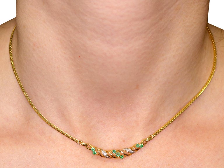 1990s Vintage Emerald and Diamond Yellow Gold Jewelry Suite For Sale at ...