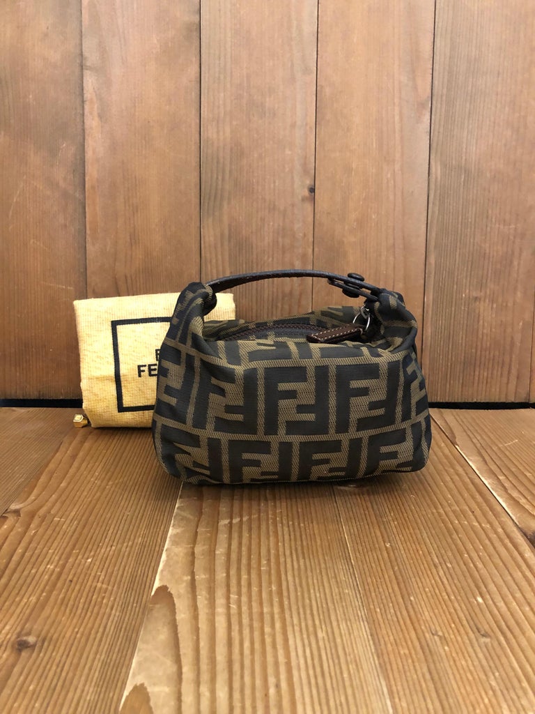 1990s Vintage FENDI Brown Zucca Jacquard Mini Pouch Handbag at 1stDibs