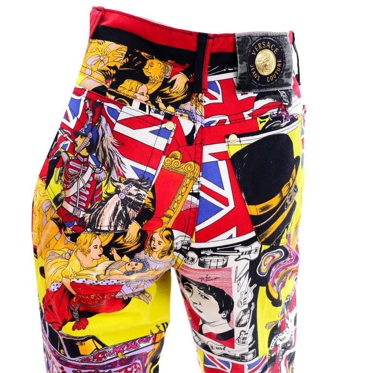 1990s Vintage Gianni Versace Jeans Couture Rock n Roll Royalty Pants ...