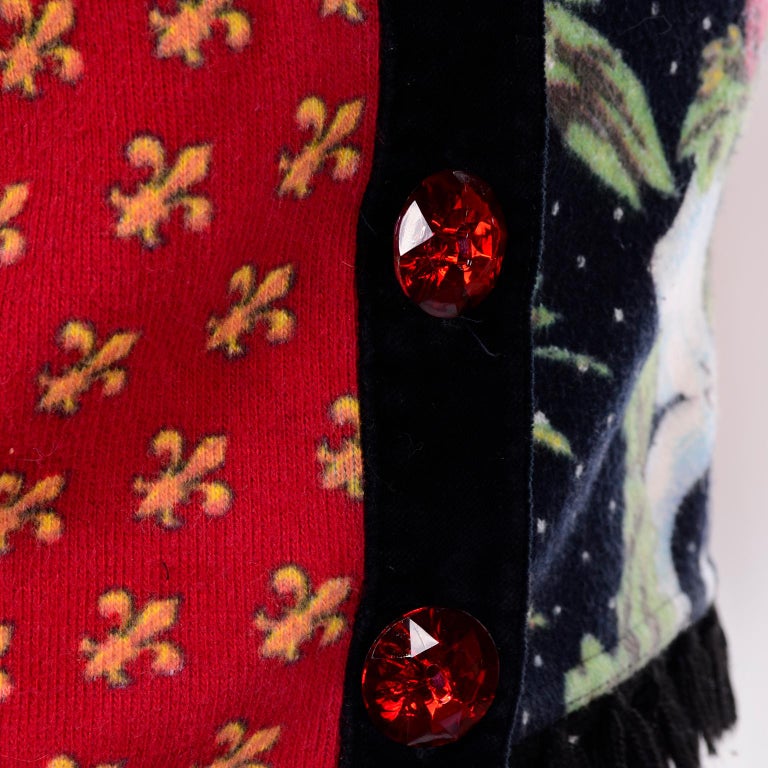 1990s Vintage Moschino Mixed Pattern Vest With Giant Heart and Black ...