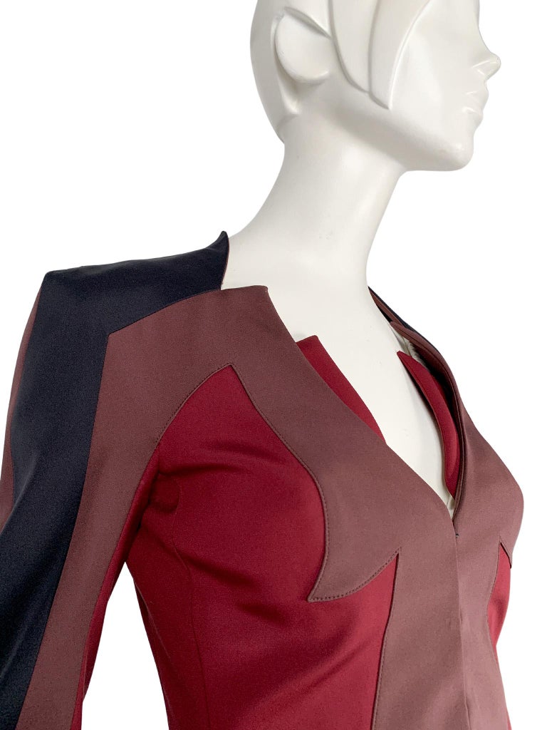 1990s vintage Mugler Couture women’s suit with color block design at ...