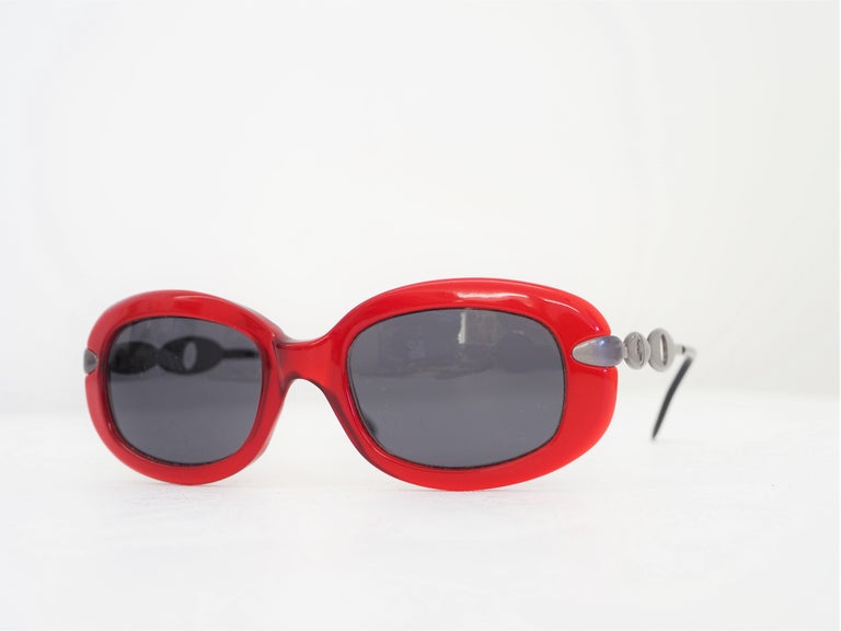 1990s Vintage red black sunglasses For Sale at 1stDibs