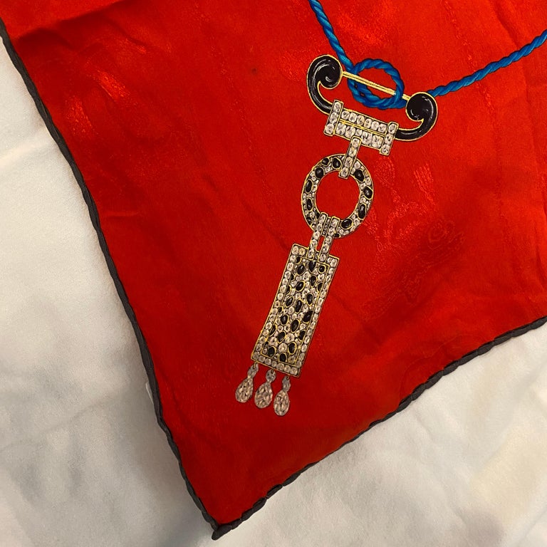 1990s Vintage Red Silk Cartier Scarf For Sale at 1stDibs