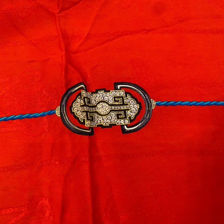 1990s Vintage Red Silk Cartier Scarf For Sale at 1stDibs