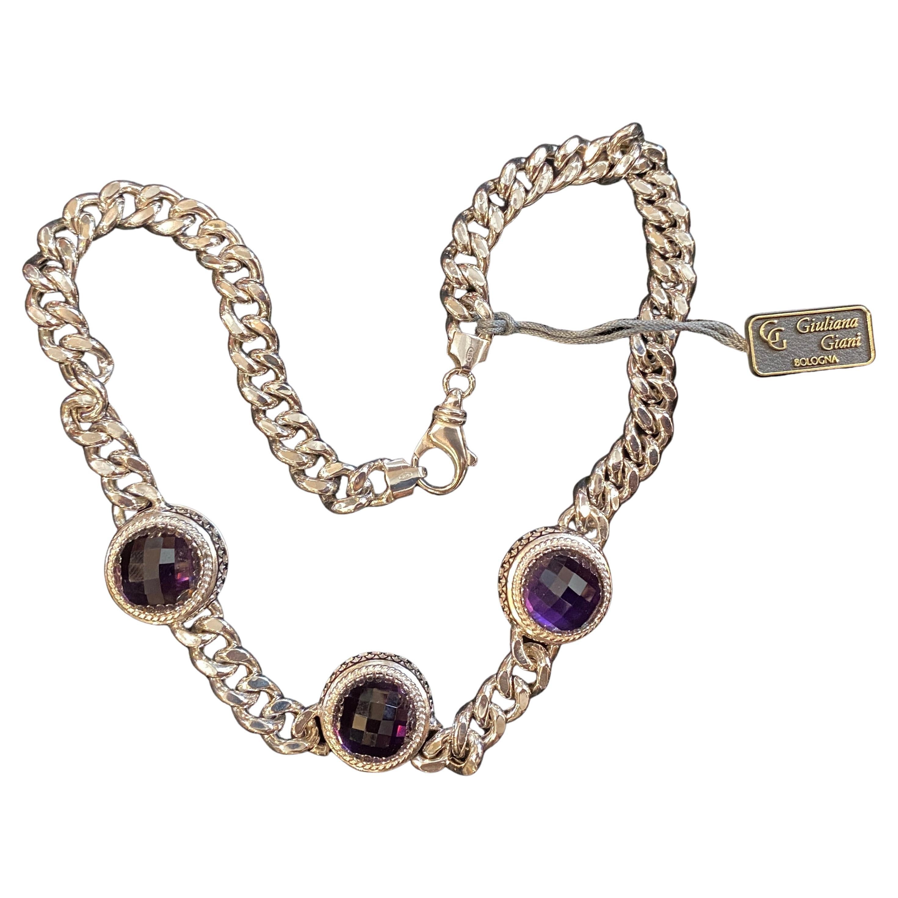 1990s Vintage Sterling Silver and Briolette Cut Quartz Italian Necklace ...