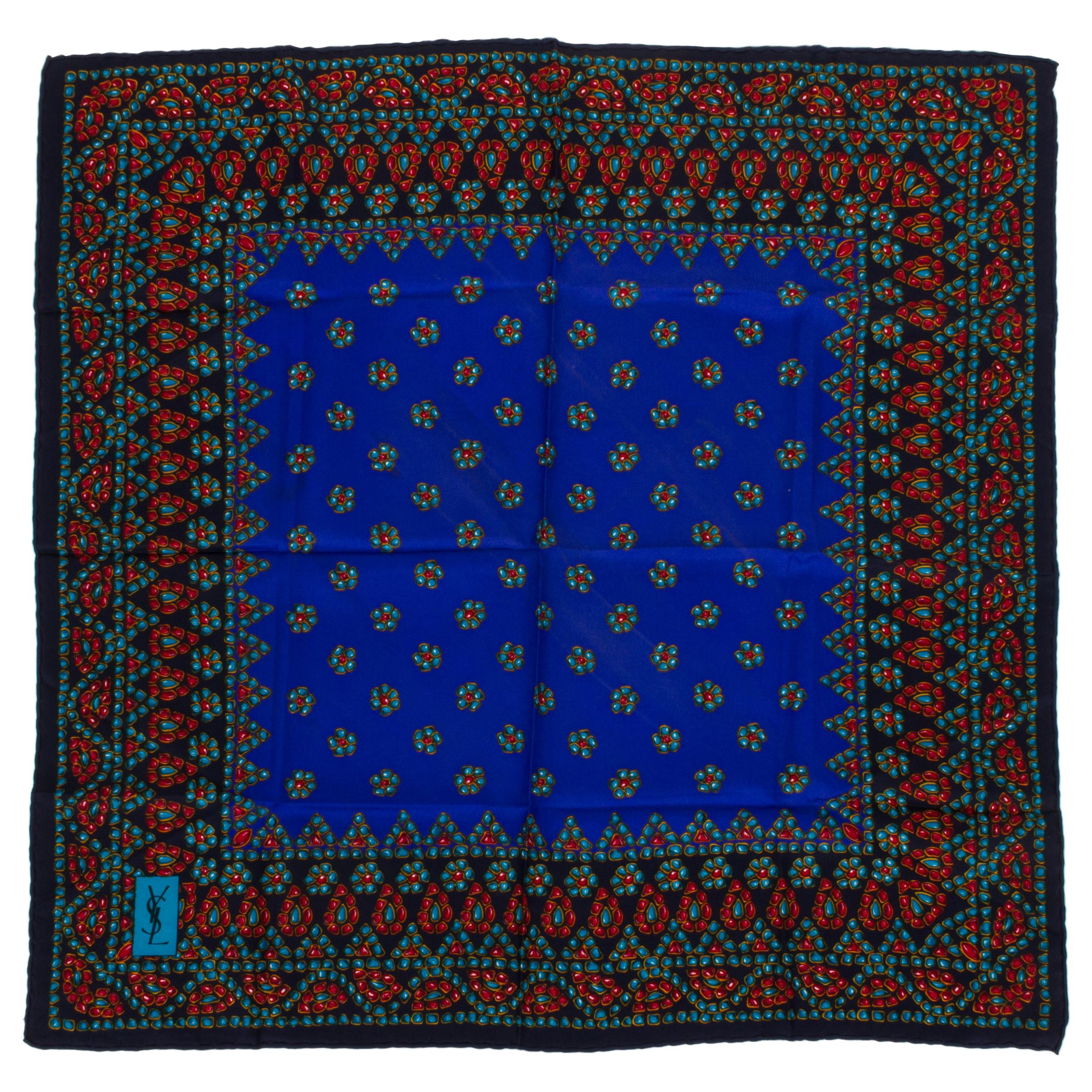 1990's Vintage Yves Saint Laurent YSL SIlk Geometric Scarf at 1stDibs