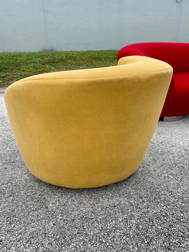 1990s Weiman Serpentine Curved Cloud Sofa and Swivel Chairs, 3 Pieces ...