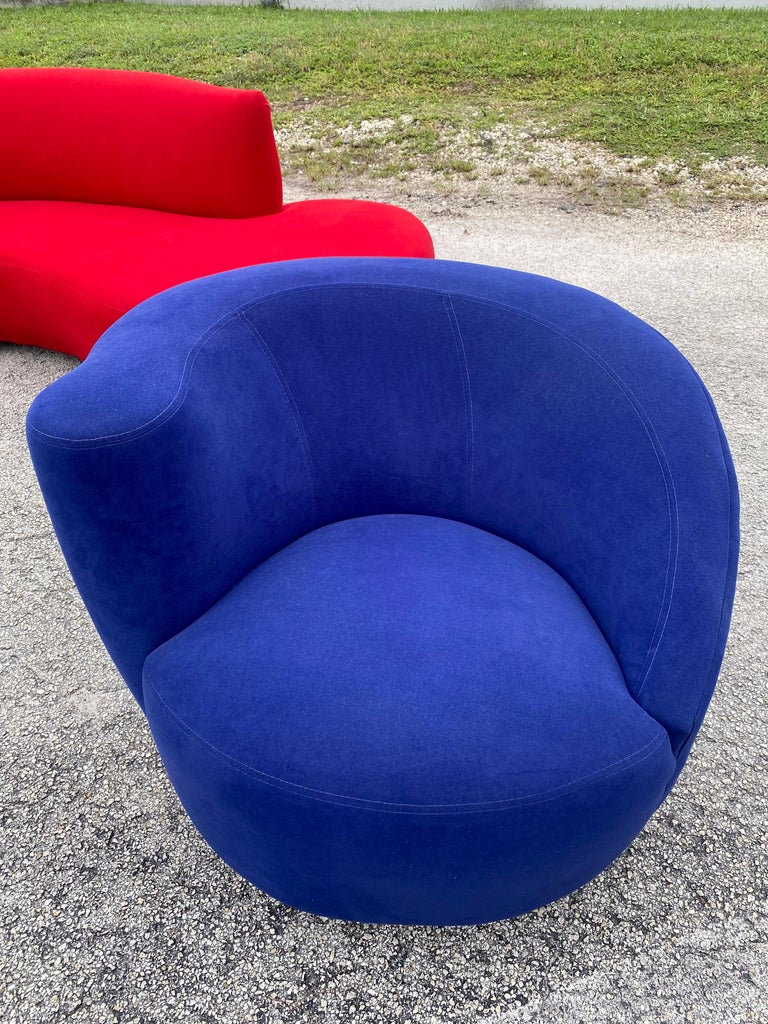 1990s Weiman Serpentine Curved Cloud Sofa and Swivel Chairs, 3 Pieces ...