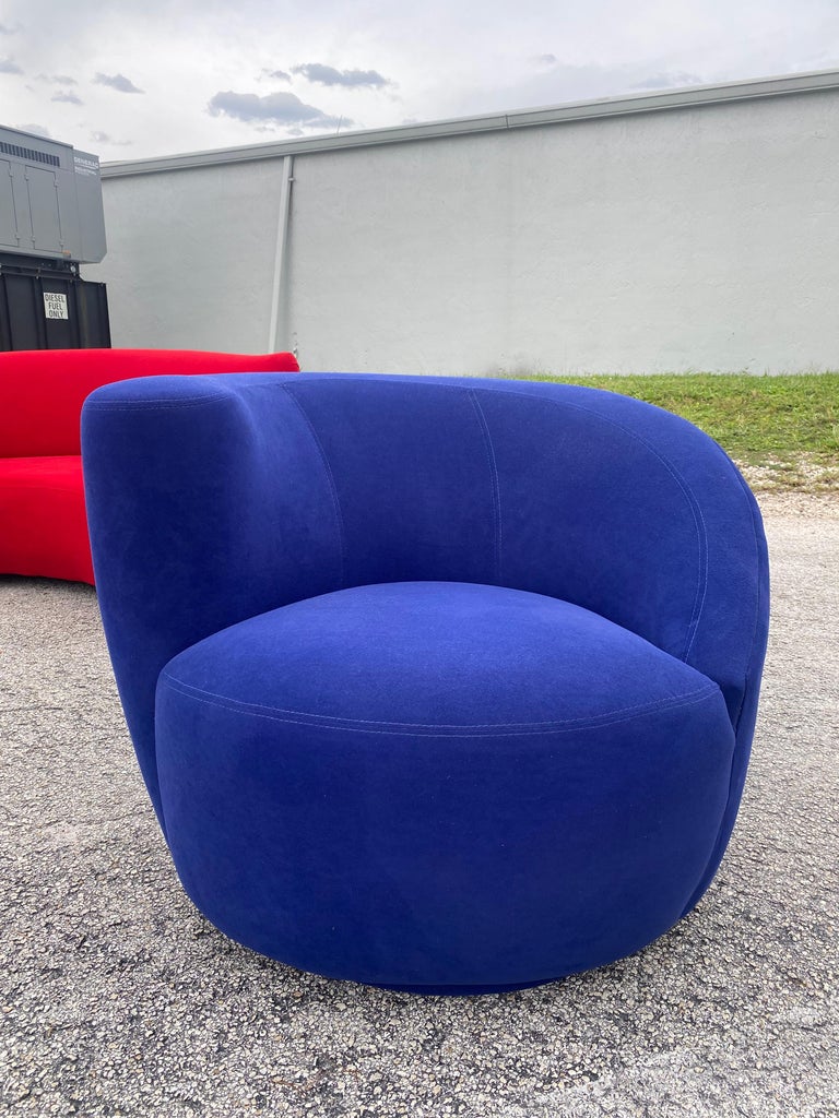 1990s Weiman Serpentine Curved Cloud Sofa and Swivel Chairs, 3 Pieces ...