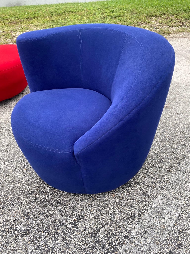 1990s Weiman Serpentine Curved Cloud Sofa and Swivel Chairs, 3 Pieces ...