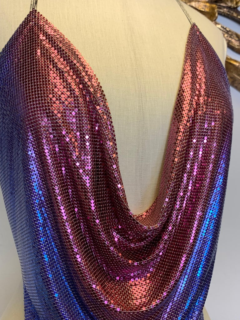 1990s Whiting And Davis Pink To Blue Ombre Chainmail Halter Cowl Top For Sale At 1stdibs