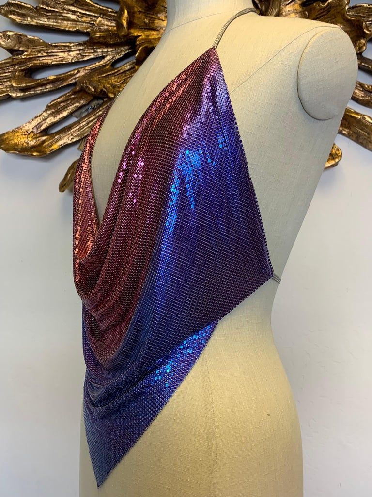 1990s Whiting And Davis Pink To Blue Ombre Chainmail Halter Cowl Top For Sale At 1stdibs
