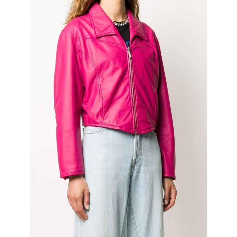 1990s Wilsons Fuchsia Leather Jacket For Sale at 1stDibs