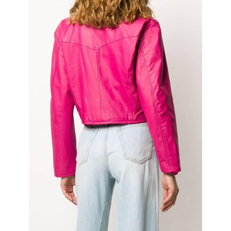 1990s Wilsons Fuchsia Leather Jacket For Sale at 1stDibs