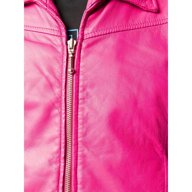 1990s Wilsons Fuchsia Leather Jacket For Sale at 1stDibs