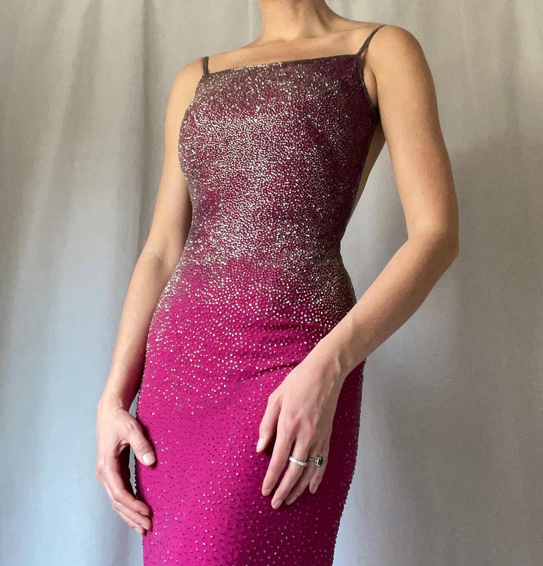 1990s/Y2K Backless Beaded Gown For Sale at 1stDibs
