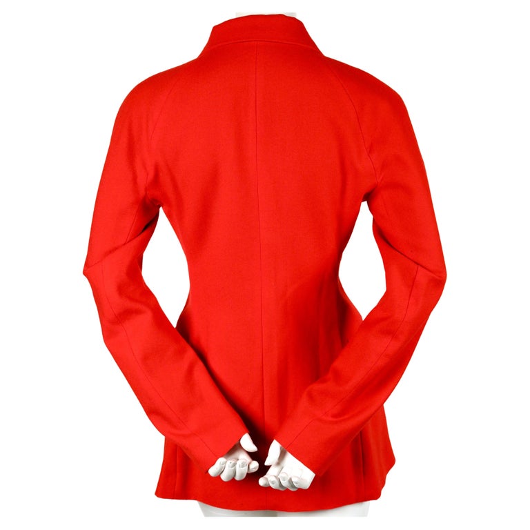 1990's YOHJI YAMAMOTO red wool jacket with snap closure For Sale at 1stDibs