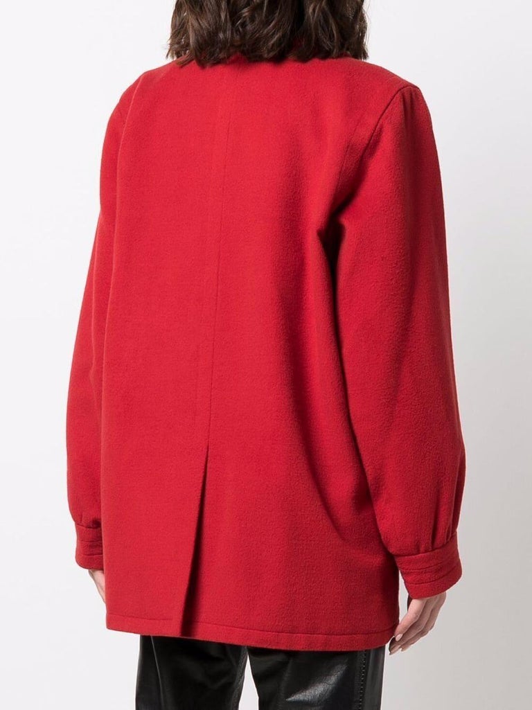1990s YSL Yves Saint Laurent Red Wool Coat For Sale at 1stDibs