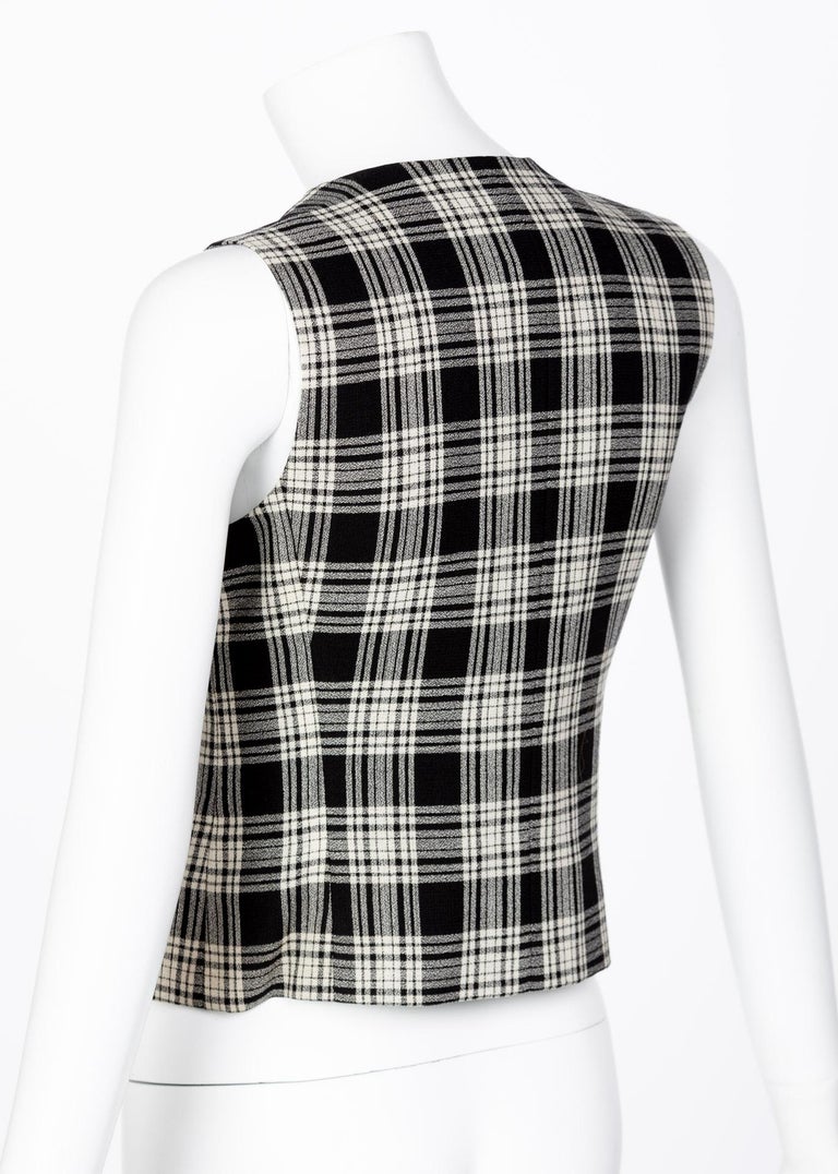 1990s Yves Saint Laurent Black White Plaid Vest YSL For Sale at 1stDibs ...