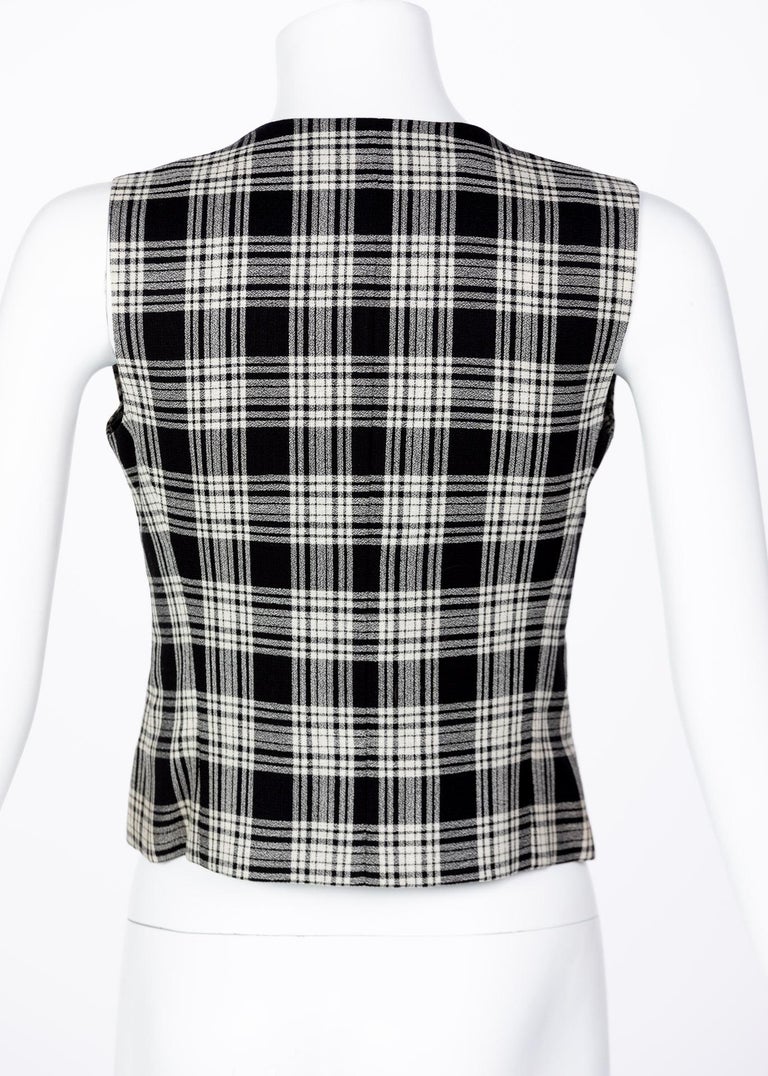 1990s Yves Saint Laurent Black White Plaid Vest YSL For Sale at 1stDibs ...
