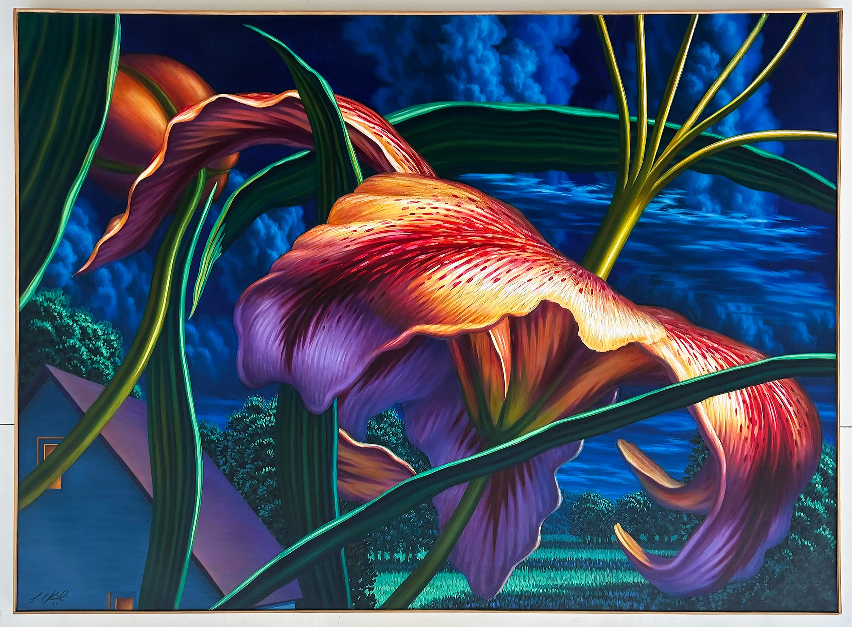 1991 Leonard Koscianski "Stargazer II" Oil Painting on Canvas For Sale ...