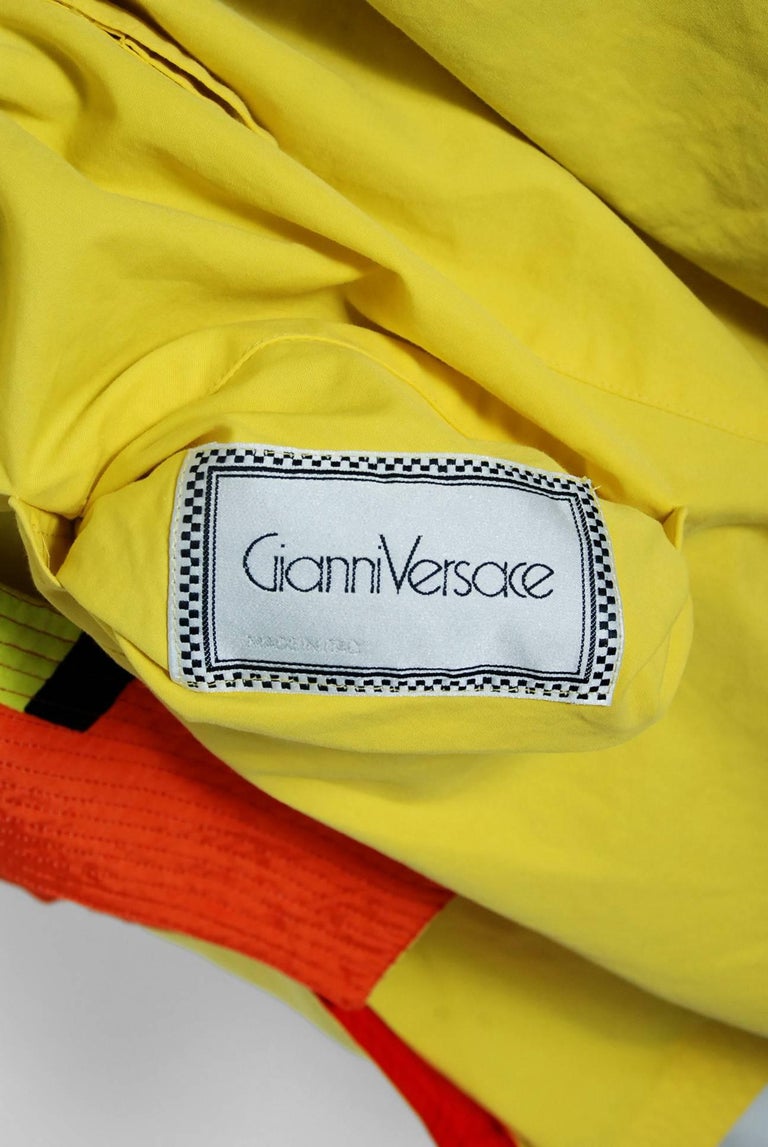 Vintage 1991 Versace Couture Colorful Vogue Print Reversible Belted ...