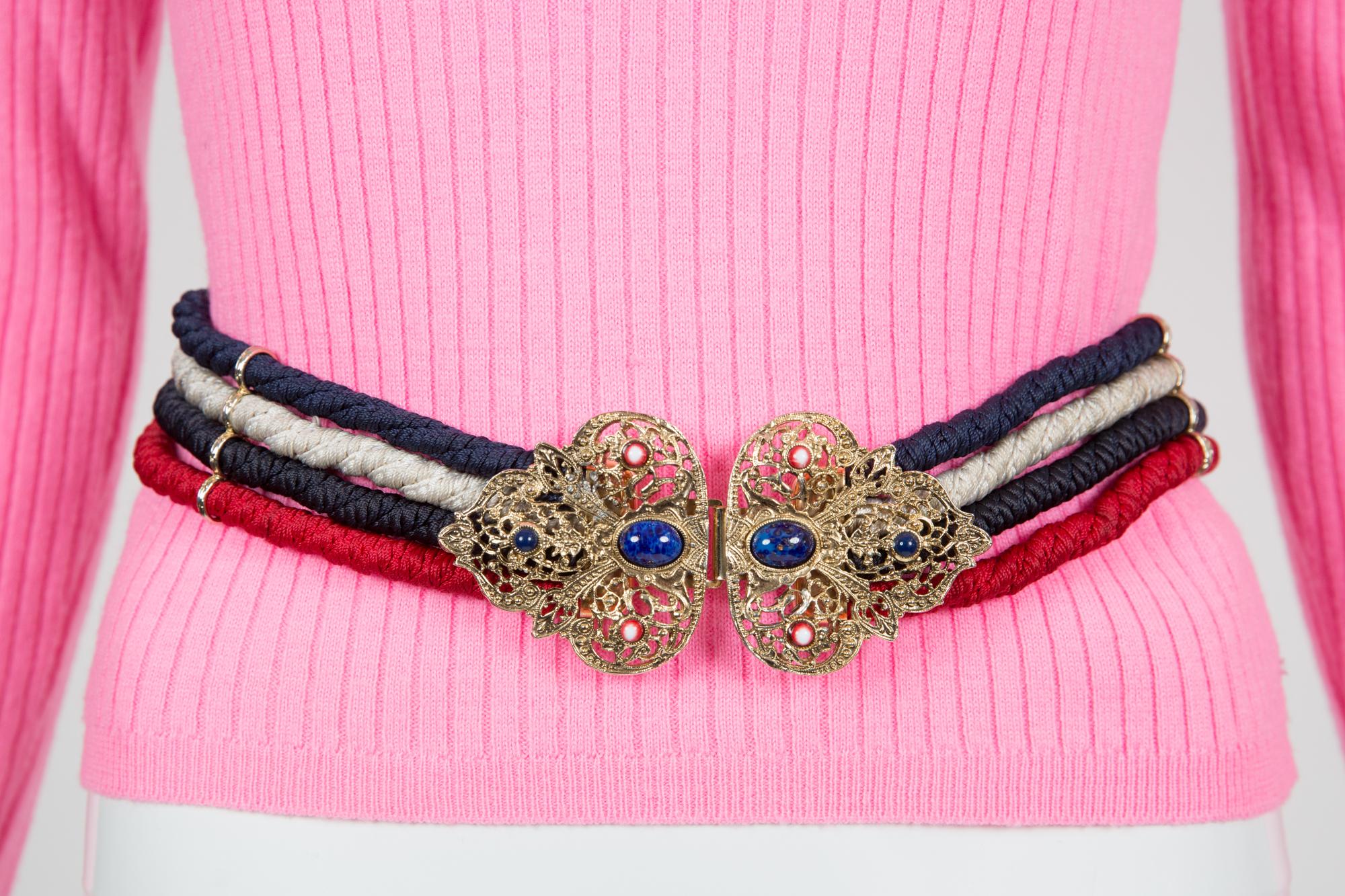 1991s Yves Saint Laurent YSL Catwalk Multicolour Braided Belt For Sale at 1stDibs