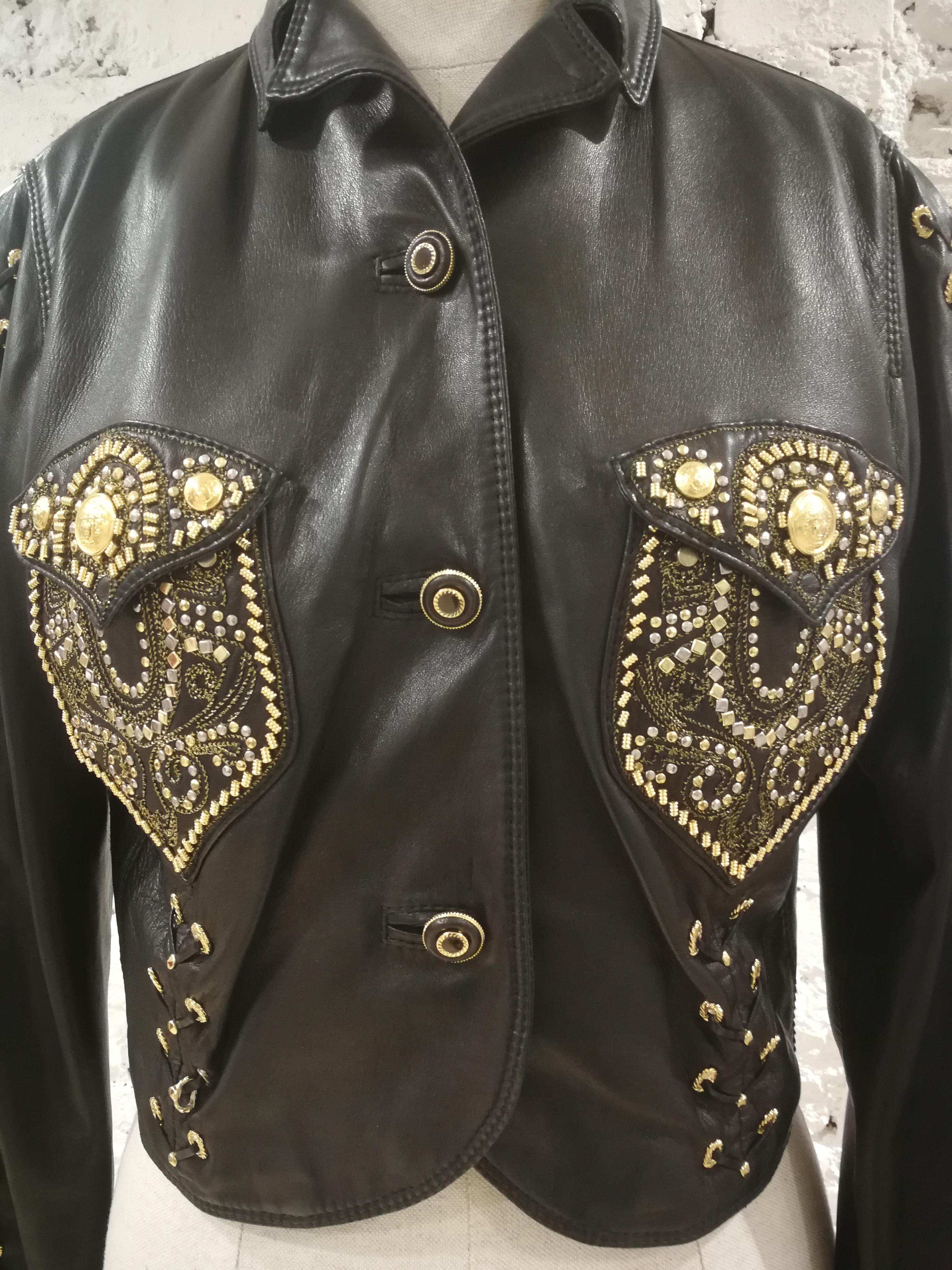 1992 1993 Gianni Versace Black Leather Jacket at 1stDibs | gianni ...