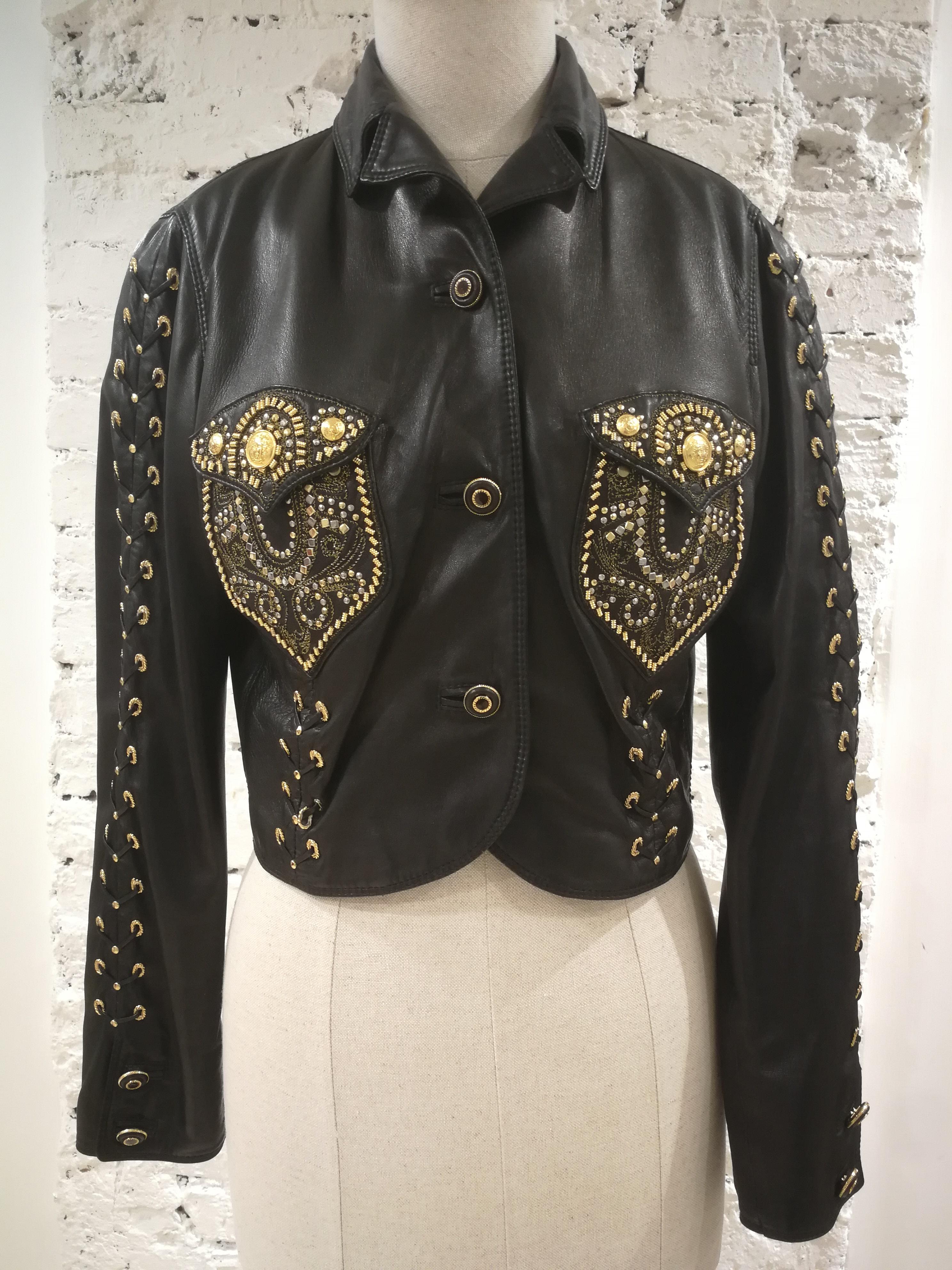 1992 1993 Gianni Versace Black Leather Jacket at 1stDibs | gianni ...