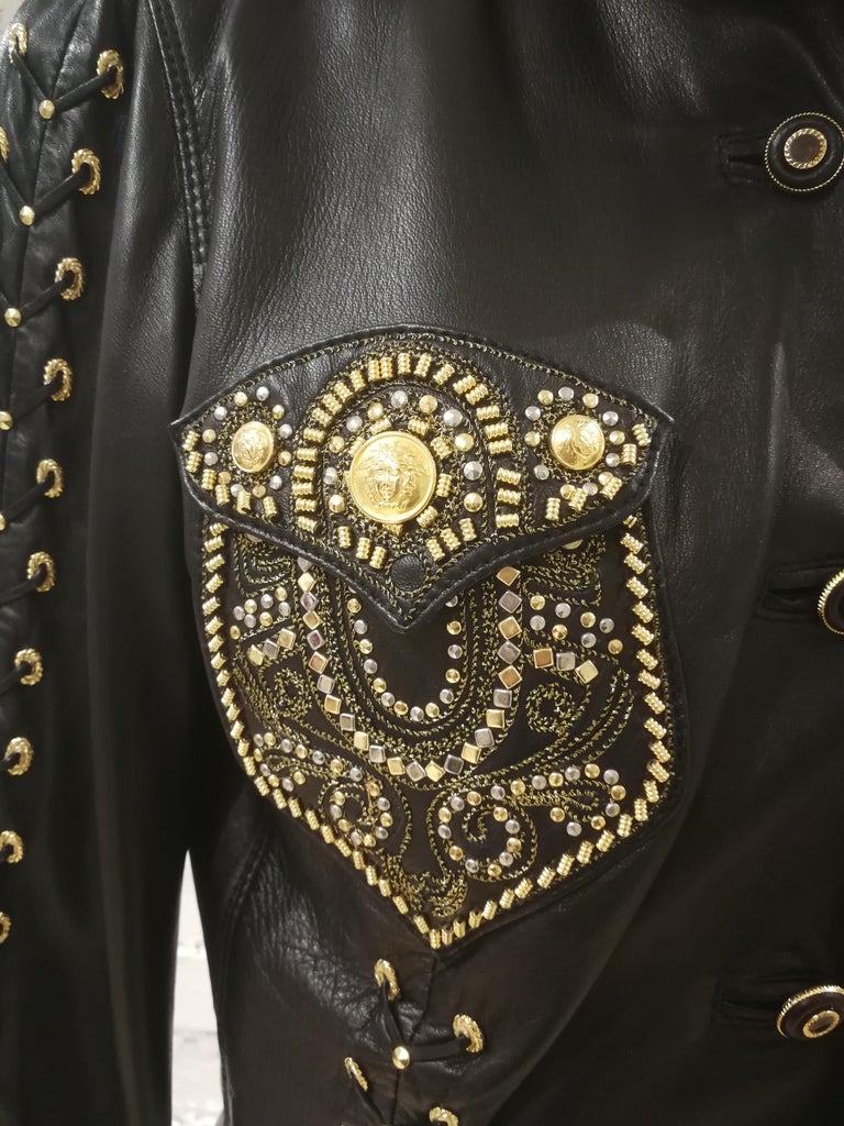 1992 1993 Gianni Versace Black Leather Jacket at 1stDibs | gianni ...