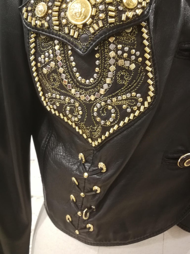 1992 1993 Gianni Versace Black Leather Jacket at 1stDibs | gianni ...