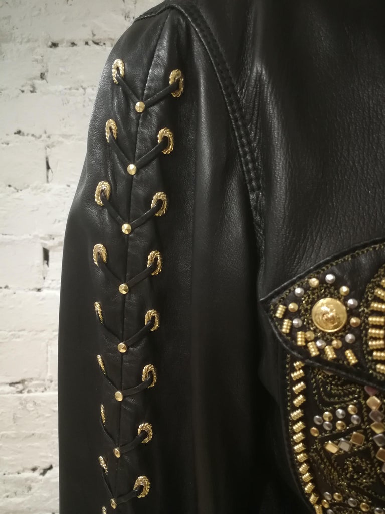 1992 1993 Gianni Versace Black Leather Jacket at 1stDibs | gianni ...
