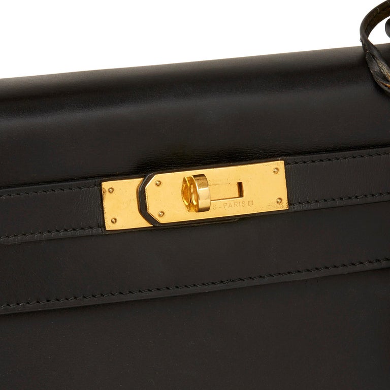 1992 Hermès Black Box Calf Leather Vintage Kelly 32cm at 1stDibs