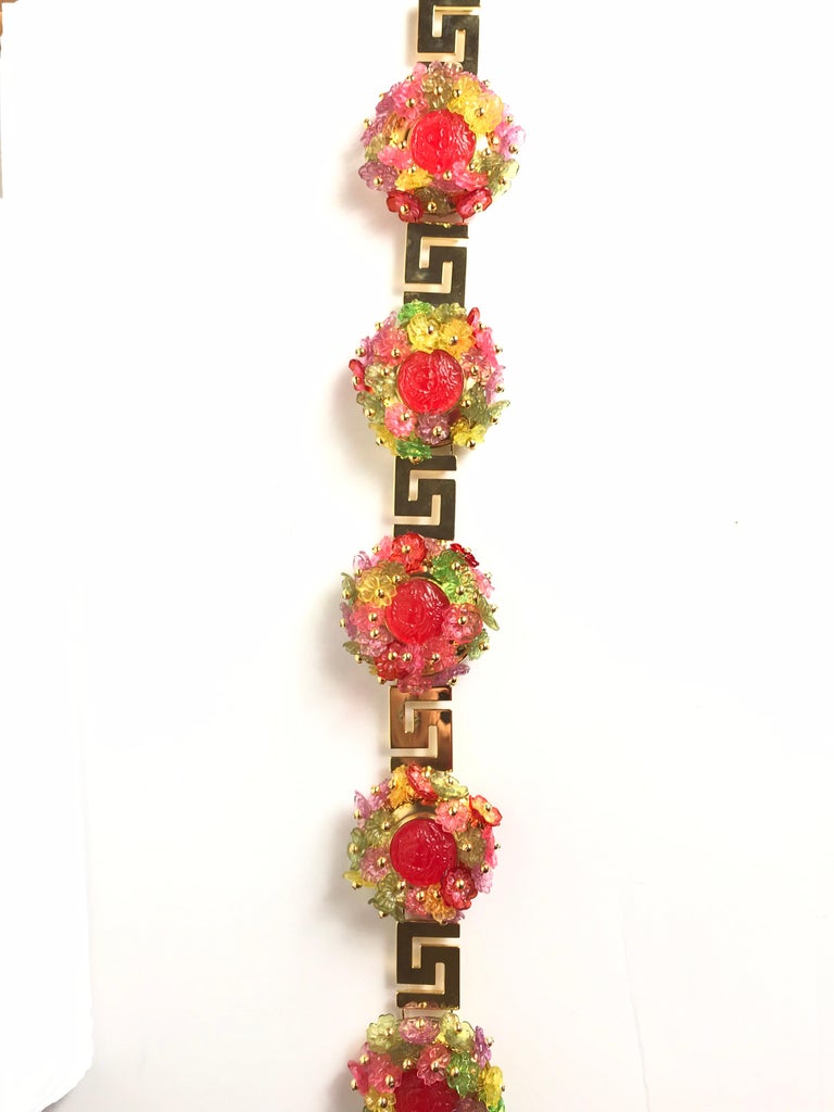 1992 Versace Couture runway large floral belt at 1stDibs