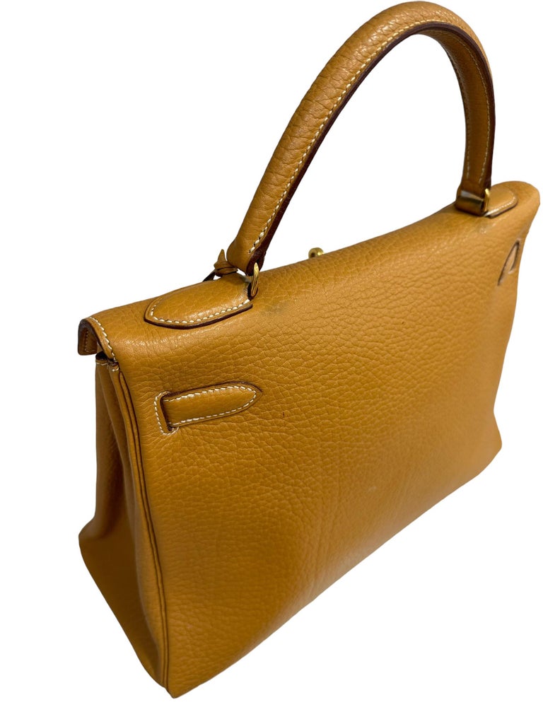 1993 Hermès Kelly 32 Fjord Jaune Ambre Top Handle Bag For Sale at 1stDibs