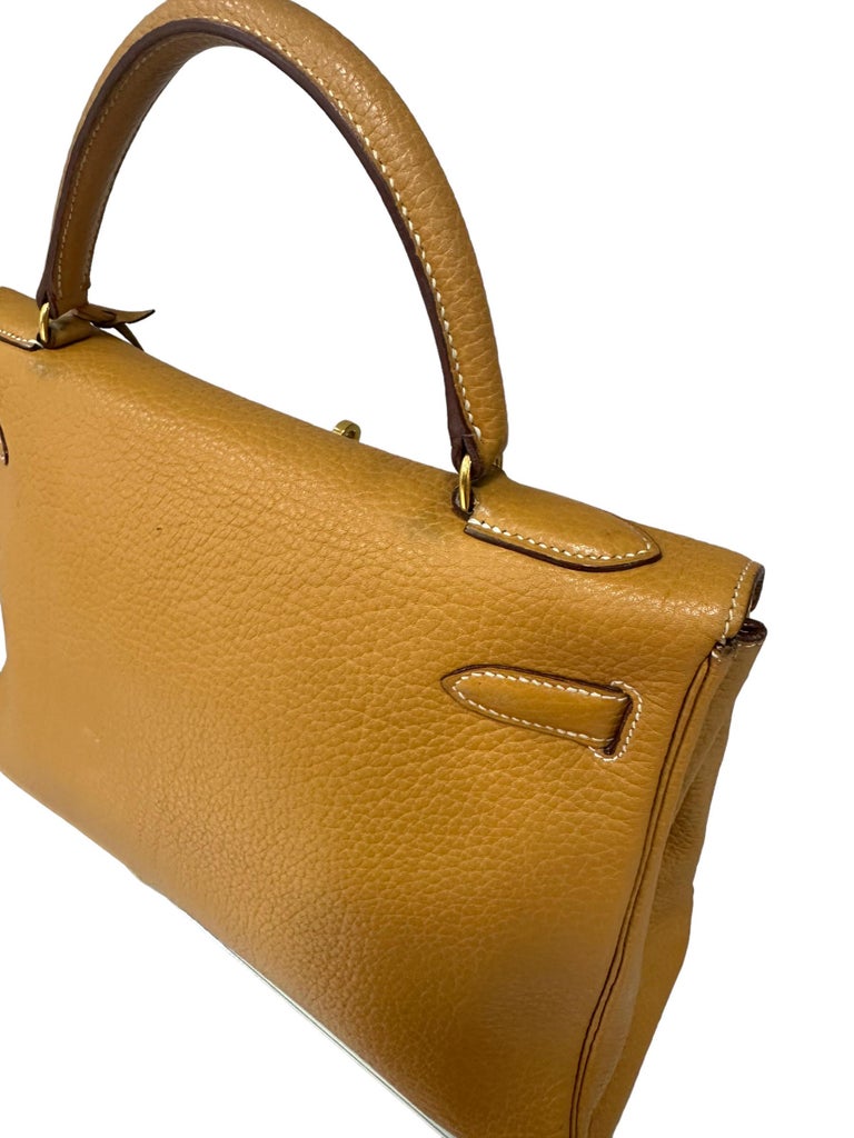 1993 Hermès Kelly 32 Fjord Jaune Ambre Top Handle Bag For Sale at 1stDibs