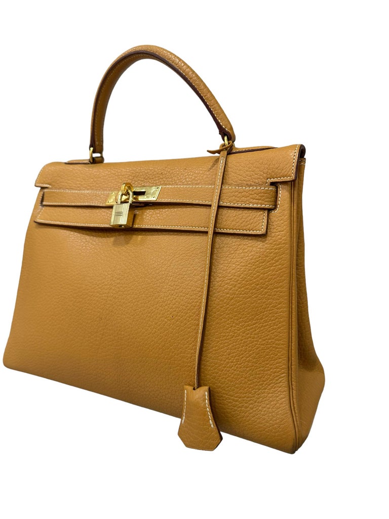 1993 Hermès Kelly 32 Fjord Jaune Ambre Top Handle Bag For Sale at 1stDibs