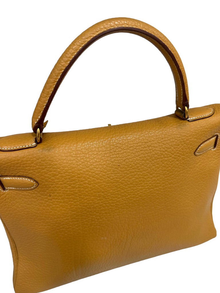 1993 Hermès Kelly 32 Fjord Jaune Ambre Top Handle Bag For Sale at 1stDibs