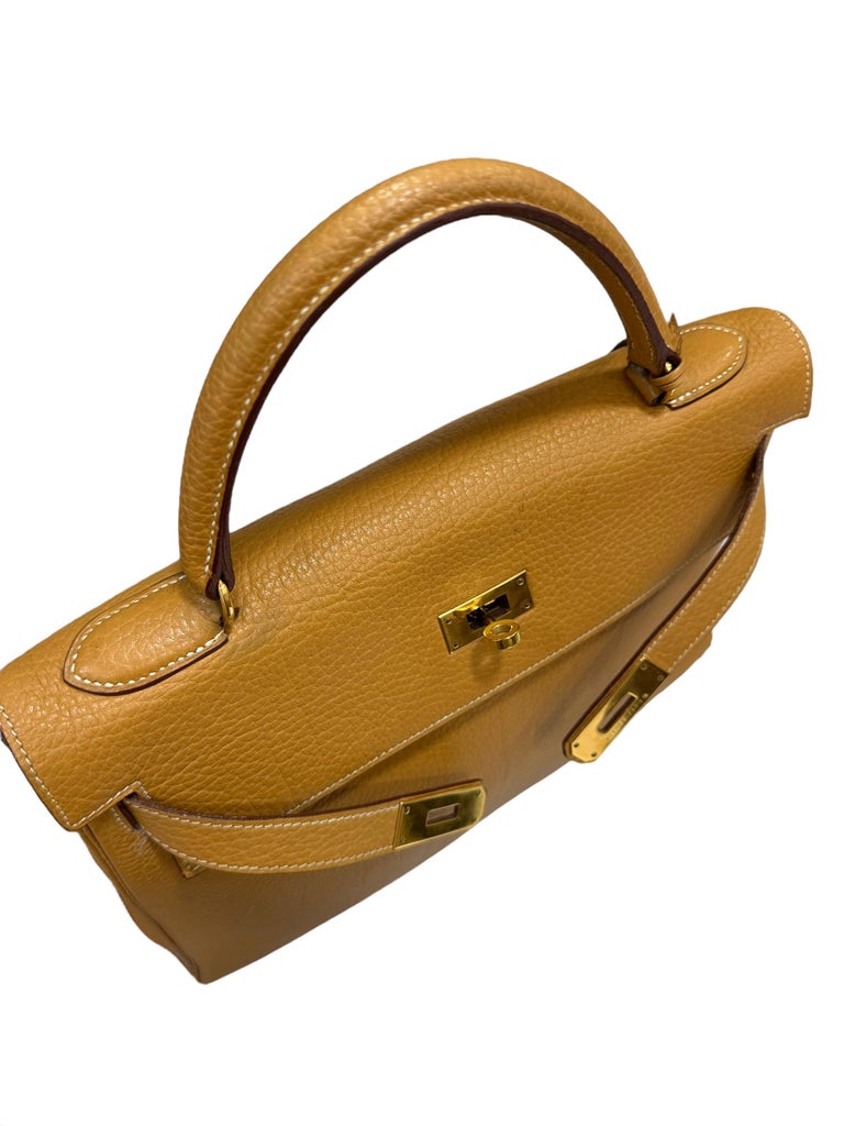 1993 Hermès Kelly 32 Fjord Jaune Ambre Top Handle Bag For Sale at 1stDibs